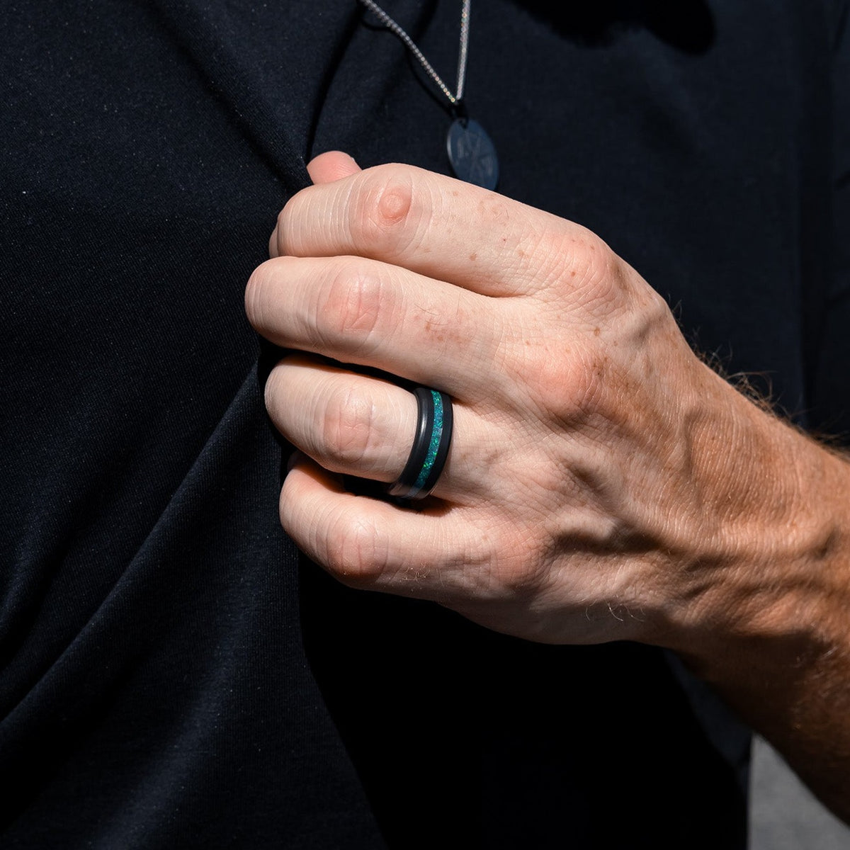 Elysium KRATOS | Men's Ring | Black Diamond Ring & Blue Opal
